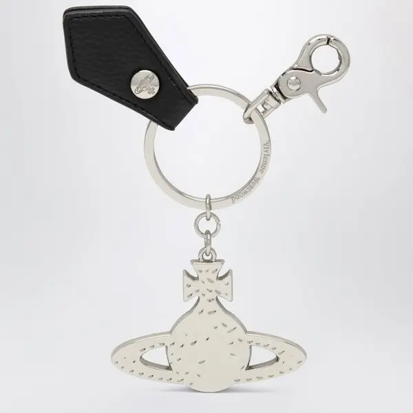 VIVIENNE WESTWOOD Hammered Orb Keyring In Hammered Iron, Silver - Black