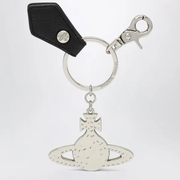 VIVIENNE WESTWOOD Hammered Orb Keyring In Hammered Iron, Silver - Black