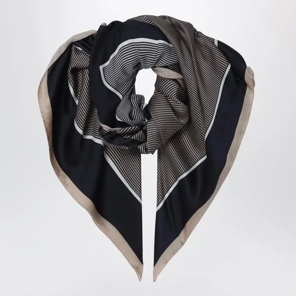 Saint Laurent Cassandre Striped Silk Charmeuse Stole, Navy/ivory - Blue