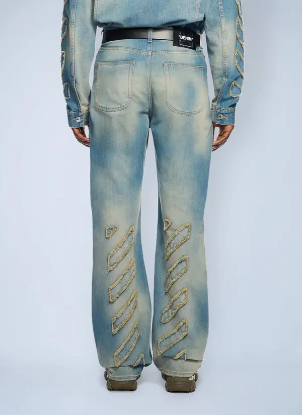 Off-White Diagonal Raw Patch 90s Skate Jeans