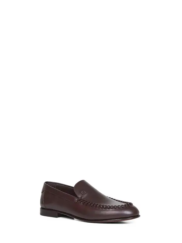 Fendi Dark Brown Leather Braided Loafers