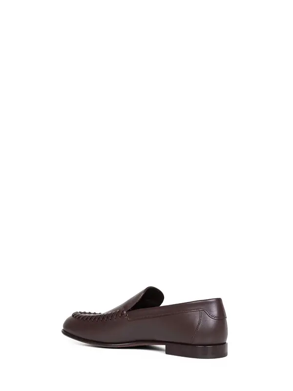 Fendi Dark Brown Leather Braided Loafers