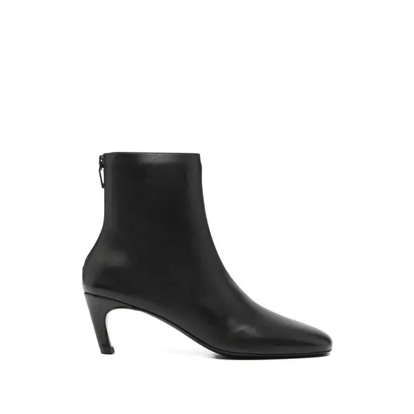 TOTEME Leather Ankle Boots - Black