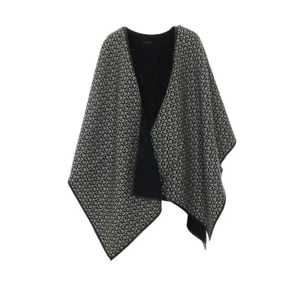 FERRAGAMO Gancini Poncho - Black