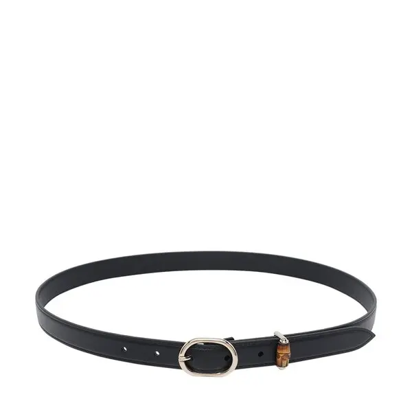Gucci Oval Buckle Thin Belt - Black