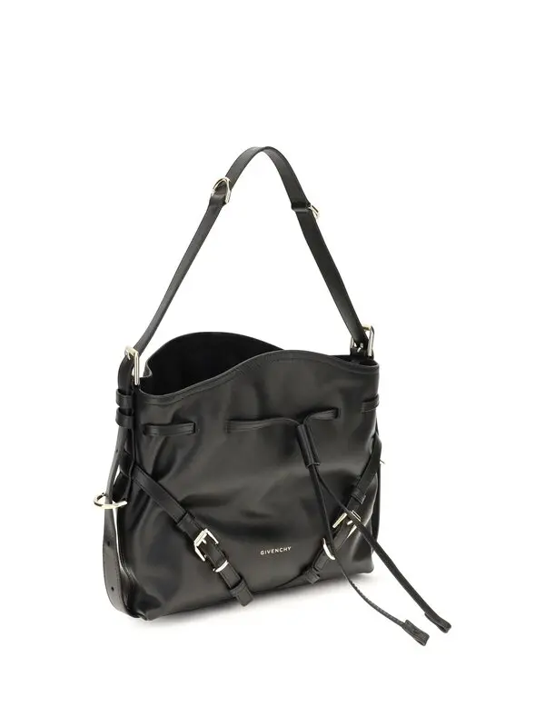 Givenchy Small Voyou Bucket Handbag In Glossy Leather - Black