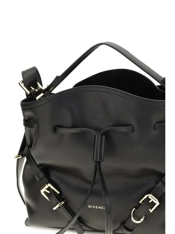 Givenchy Small Voyou Bucket Handbag In Glossy Leather - Black