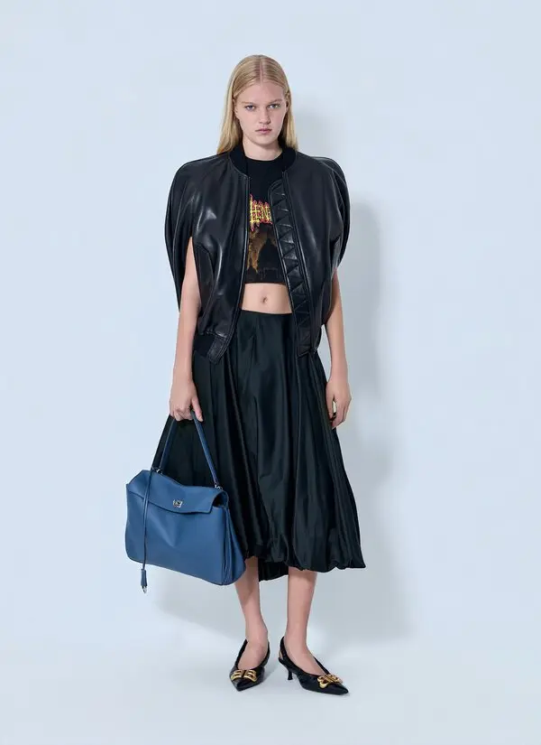 Balenciaga Structured Leather Bomber Jacket