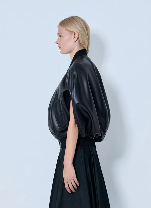 Balenciaga Structured Leather Bomber Jacket