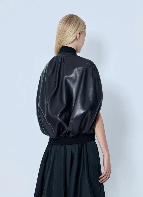 Balenciaga Structured Leather Bomber Jacket