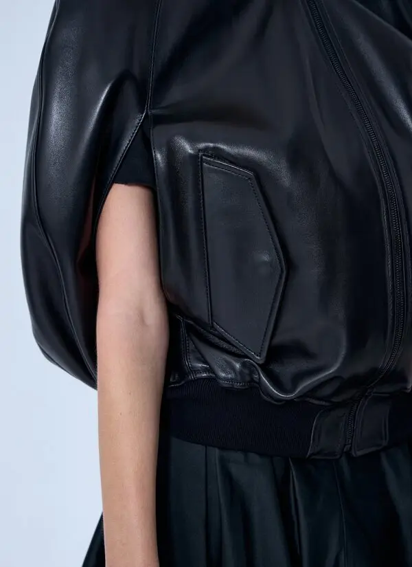 Balenciaga Structured Leather Bomber Jacket