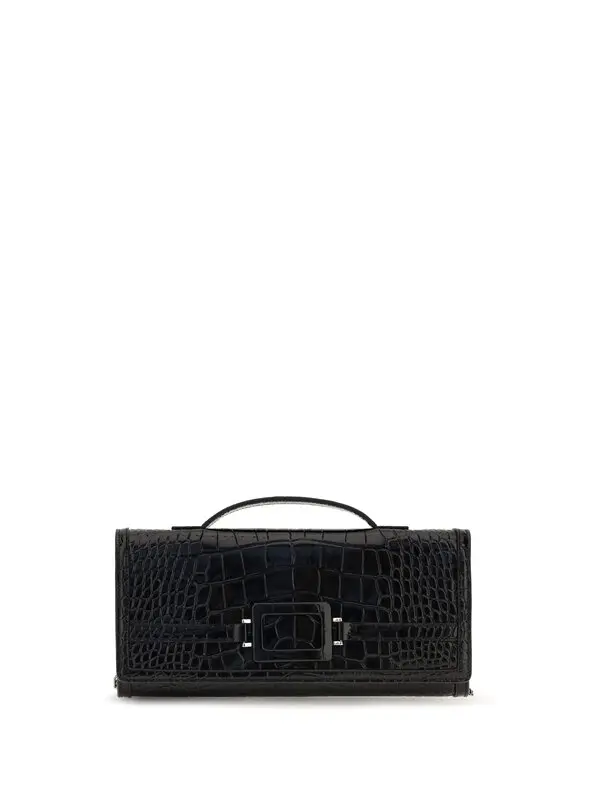 ROGER VIVIER Belle Vivier Crocodile-effect Clutch
