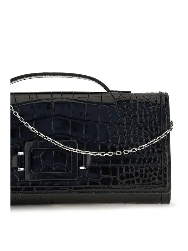 ROGER VIVIER Belle Vivier Crocodile-effect Clutch