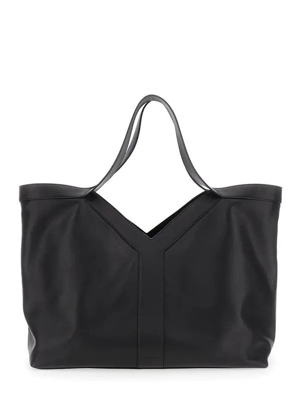 Saint Laurent Tote Bag With Two Top Handles And Hook Closure In Leather - Black