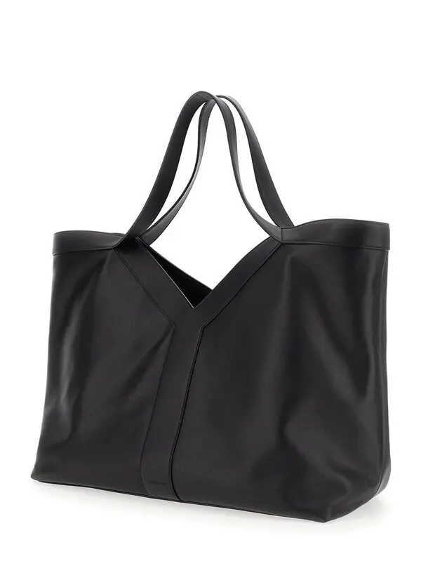 Saint Laurent Tote Bag With Two Top Handles And Hook Closure In Leather - Black