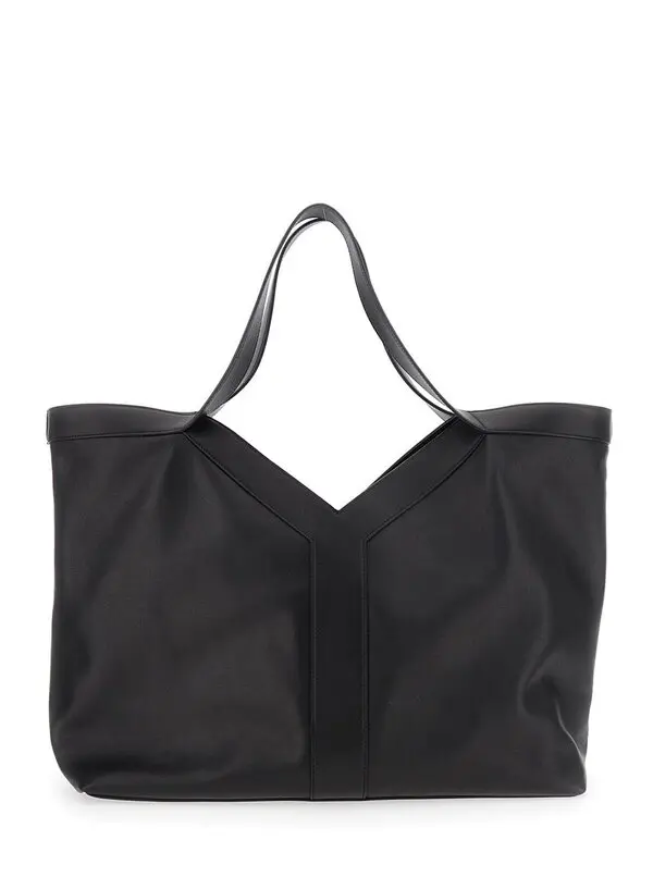 Saint Laurent Tote Bag With Two Top Handles And Hook Closure In Leather - Black