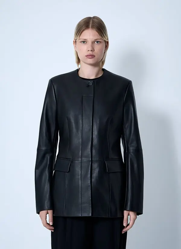 TOTEME Collarless Leather Jacket