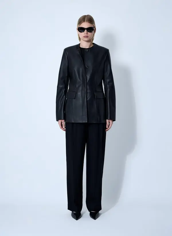 TOTEME Collarless Leather Jacket