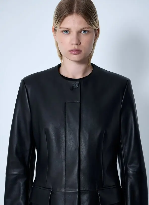 TOTEME Collarless Leather Jacket