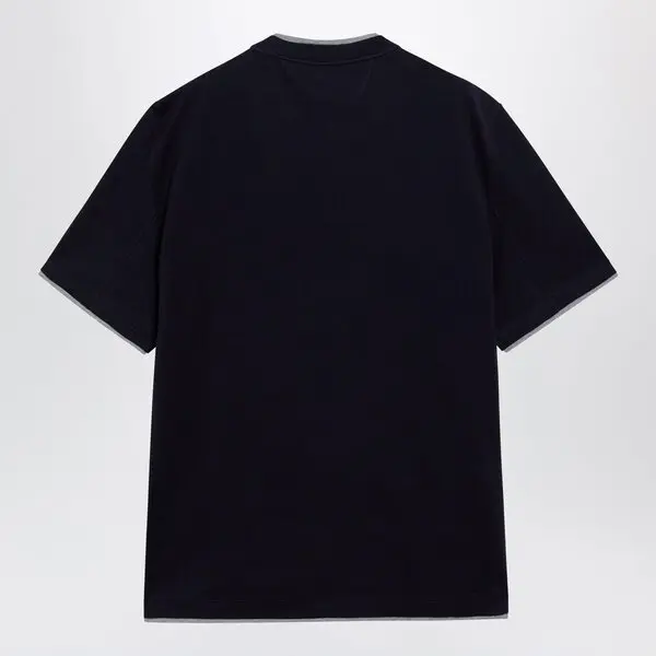 Brunello Cucinelli Crew-neck Cotton Jersey T-shirt With Faux Layering, Cobalt - Blue