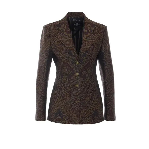Etro Paisley Print Single Breasted Jacket - Brown