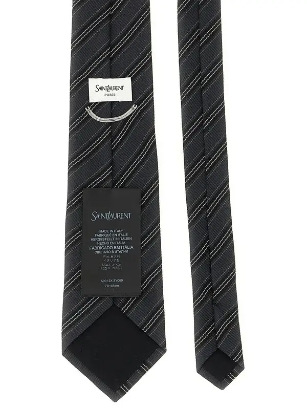 Saint Laurent Silk Striped Tie