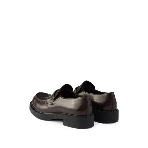 Prada Aged Leather Loafers - Brown