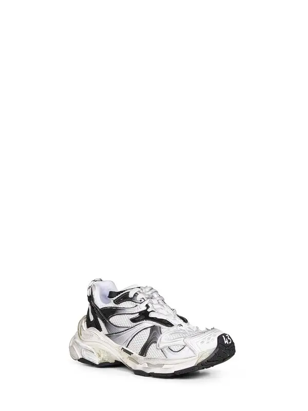 Balenciaga White And Black Mesh And Nylon Runner Sneakers