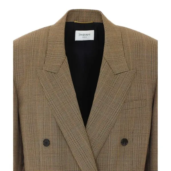 Saint Laurent Prince Of Wales Pied De Poule Jacket - Cream