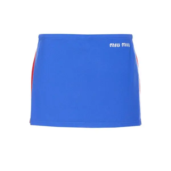 Miu Miu Logo Mini Skirt - Blue