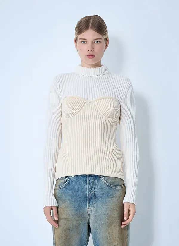 JEAN PAUL GAULTIER Ribbed Wool Sweater - White
