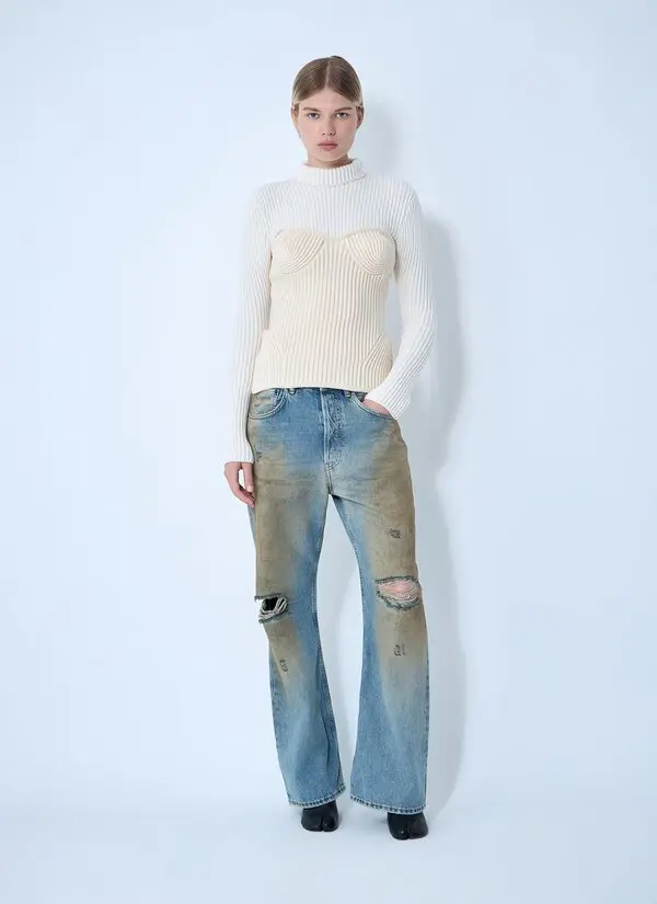 JEAN PAUL GAULTIER Ribbed Wool Sweater - White