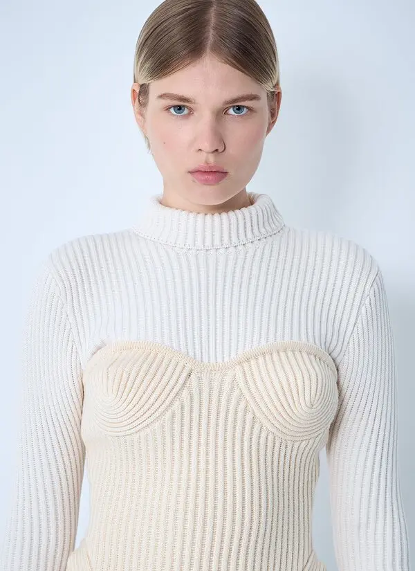 JEAN PAUL GAULTIER Ribbed Wool Sweater - White