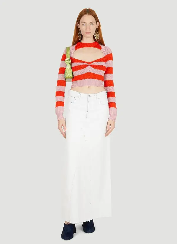 Marni Striped Knit Cut Out Top - Pink