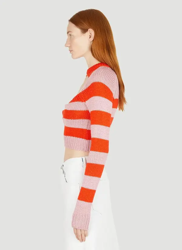 Marni Striped Knit Cut Out Top - Pink