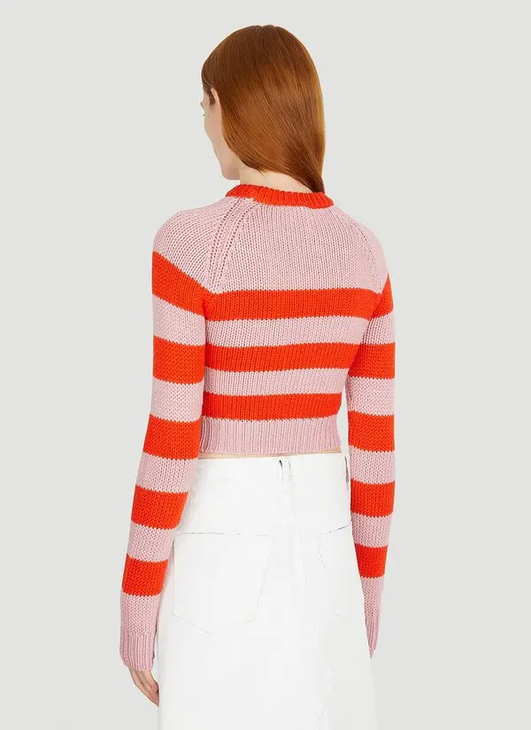 Marni Striped Knit Cut Out Top - Pink