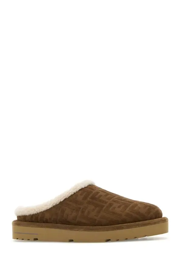 Fendi Suede Slippers - Brown