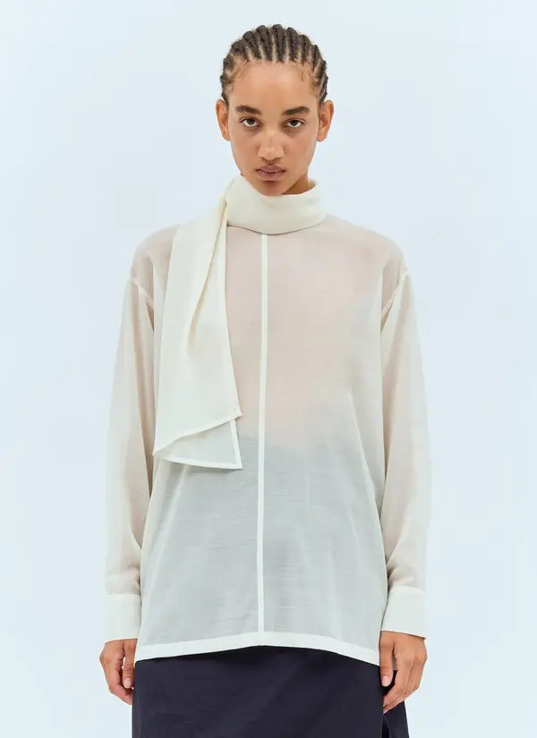Issey Miyake Sheer Shirt With Shawl - Cream