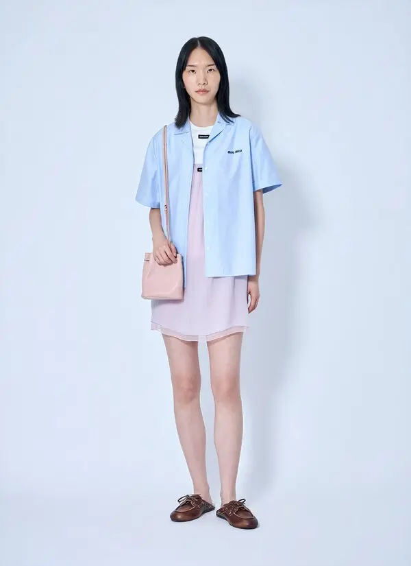 Miu Miu Short-sleeve Cotton Poplin Shirt