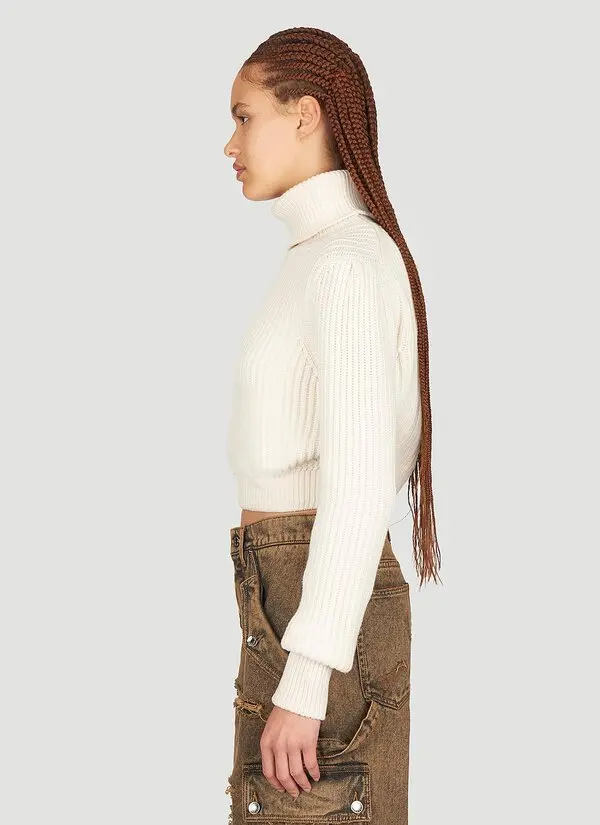 Dolce & Gabbana Wool Knit Ribbed Crop Sweater