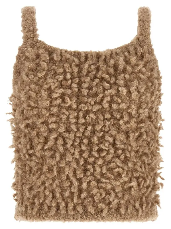 Peserico Bouclé Cropped Top - Cream