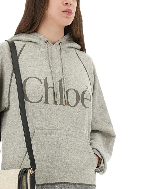 Chloé Oversized Logo Hoodie - Gray