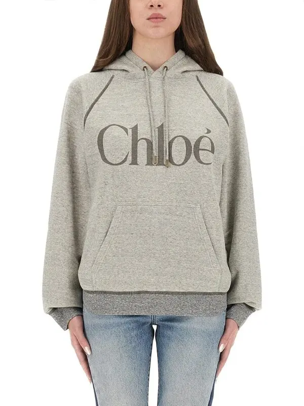 Chloé Oversized Logo Hoodie - Gray