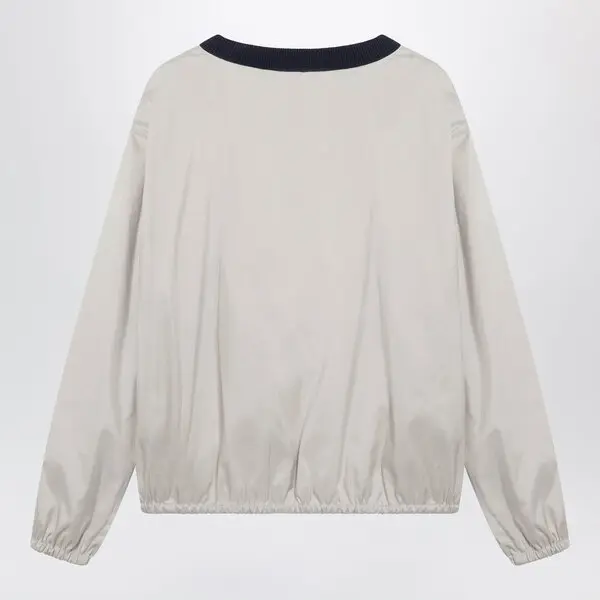 Miu Miu Tech Pongee V-neck Sweatshirt In Opal