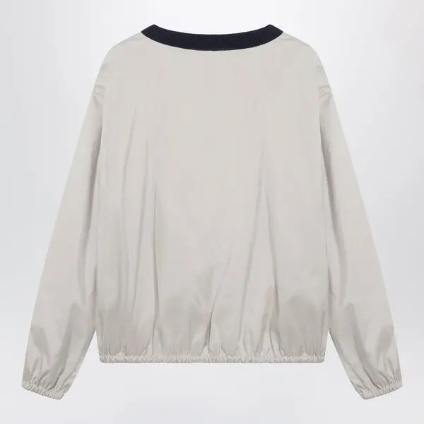 Miu Miu Tech Pongee V-neck Sweatshirt In Opal - Cream