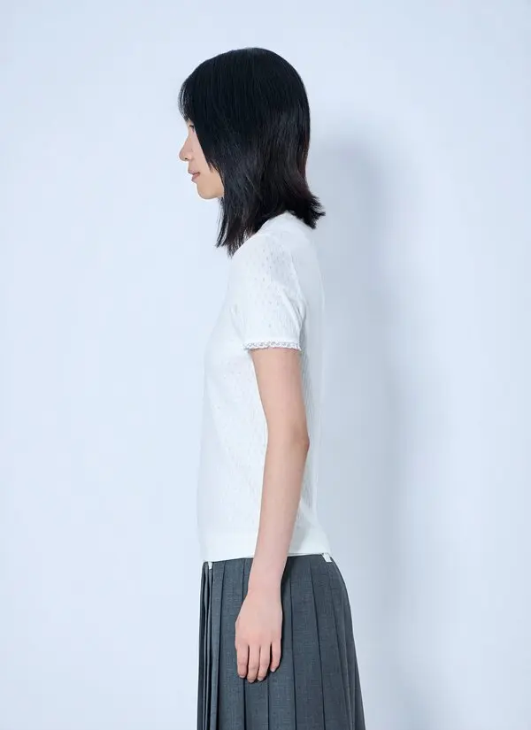 Miu Miu Lace-trim Logo-patch T-shirt
