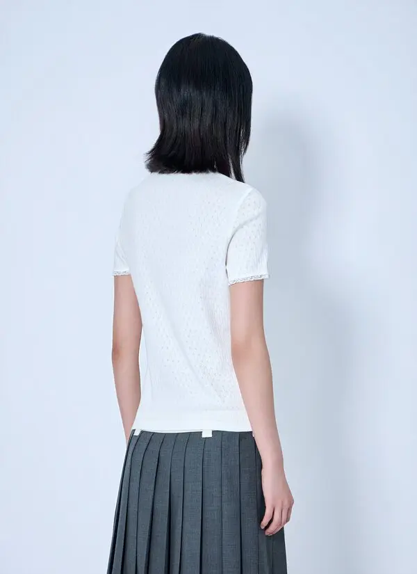 Miu Miu Lace-trim Logo-patch T-shirt