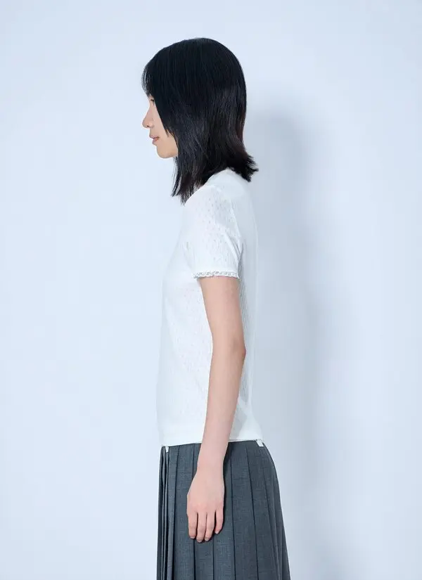 Miu Miu Lace-trim Logo-patch T-shirt - White