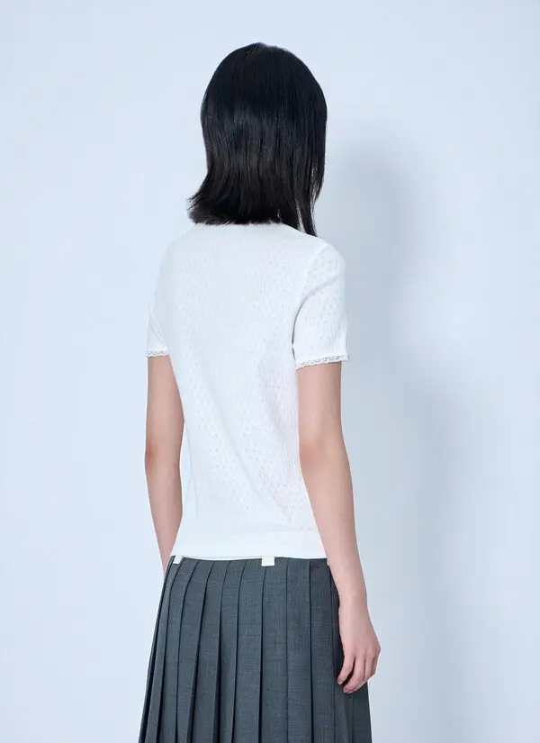 Miu Miu Lace-trim Logo-patch T-shirt - White