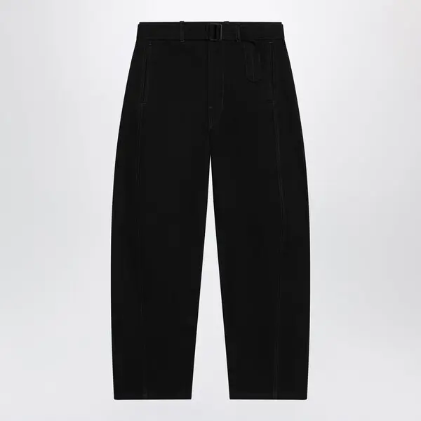 LEMAIRE Belted Cotton Trousers - Black